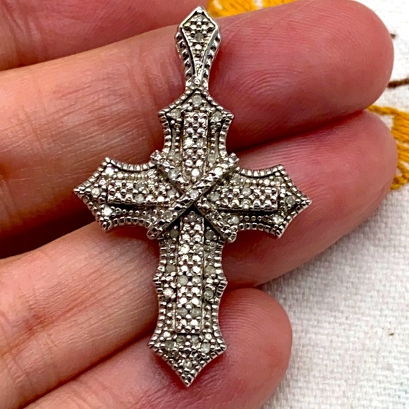 Source Unknown | Jewelry | Vintage Diamond Encrusted Sterling Silver ...